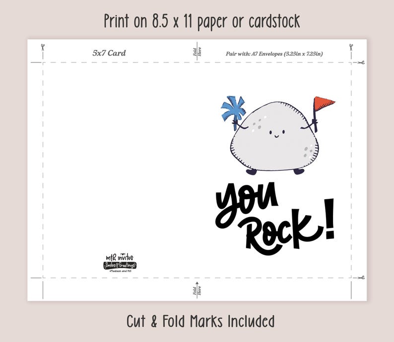 Printable Punny You Rock Card - Encouragement, Thank You, Appreciation ...
