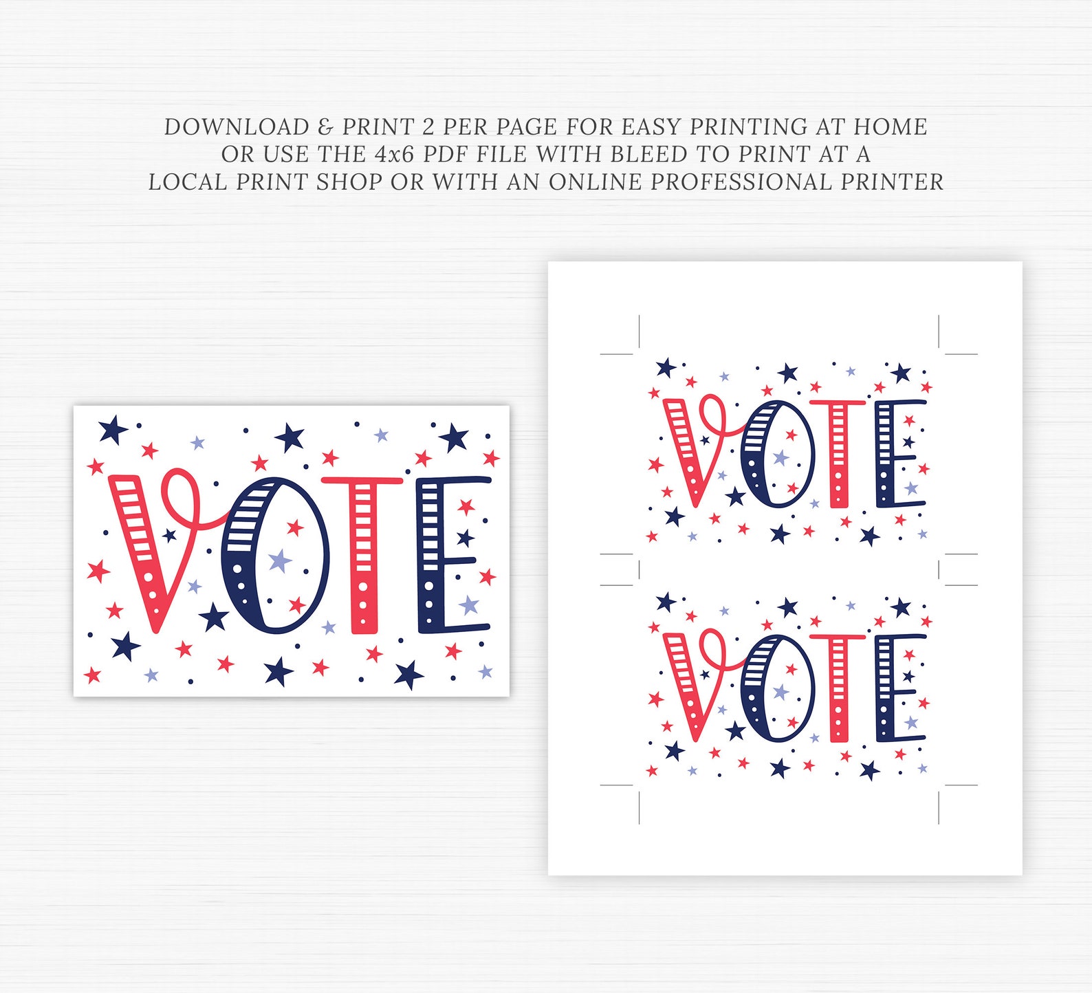Patriotic Vote Postcards Printable - Blank Postcards for Voting ...