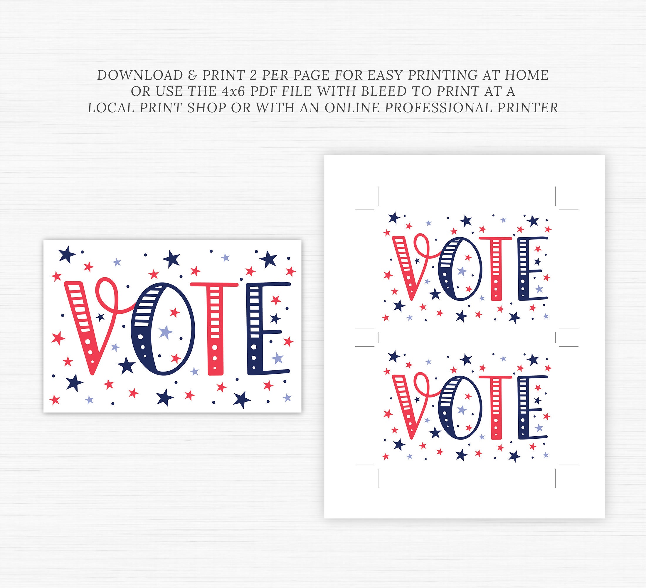 Patriotic Vote Postcards Printable - Blank Postcards for Voting ...