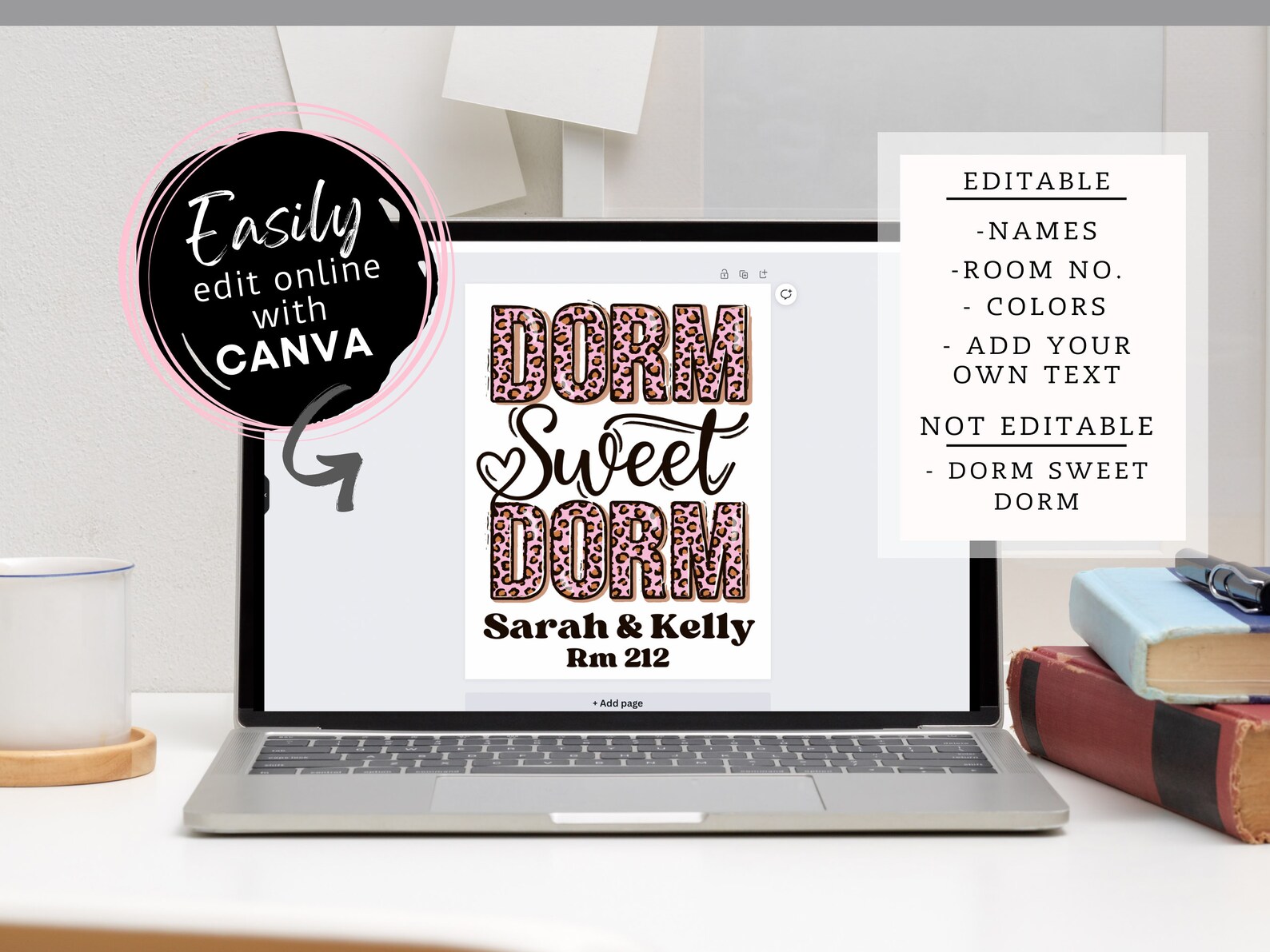 Editable College Dorm Room Sign - Personalize Names Dorm Sweet Dorm ...