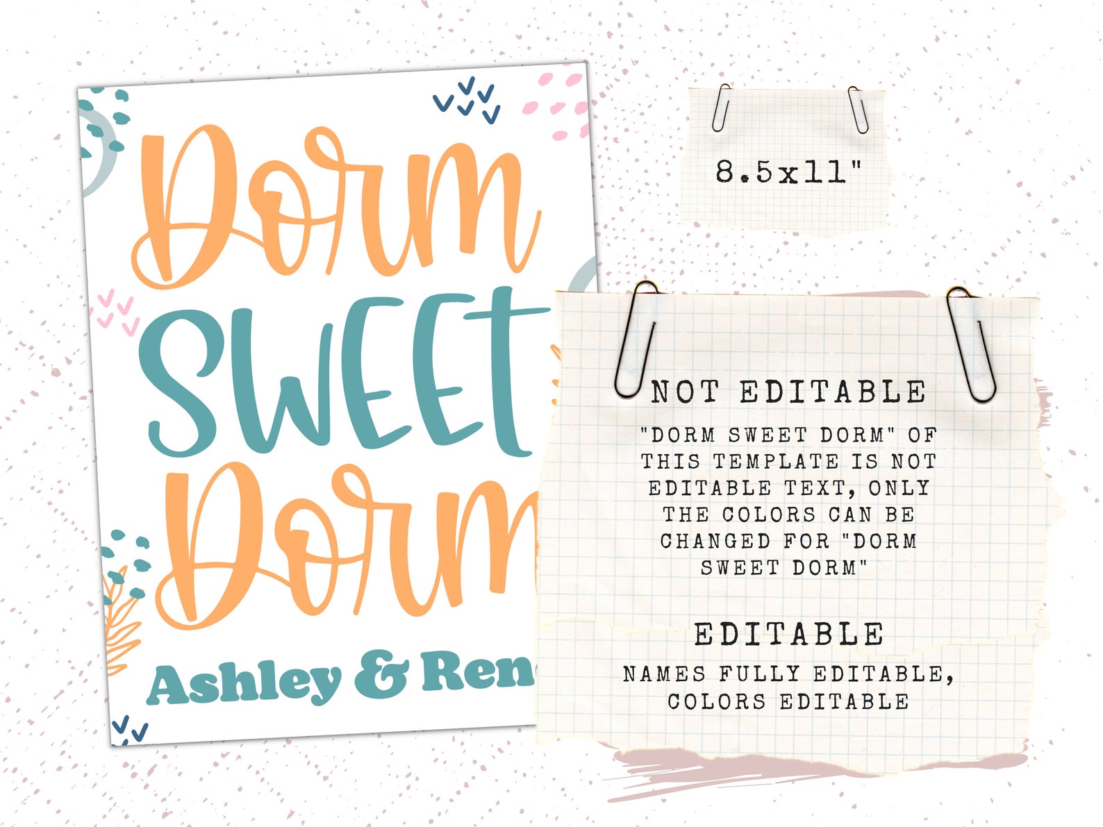 College Dorm Room Sign Printable - Editable Template - Personalize ...