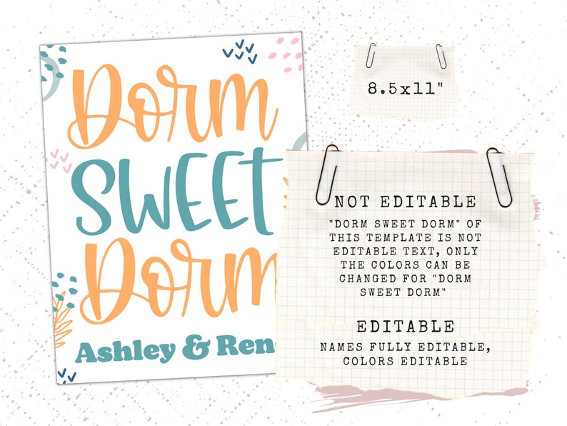 College Dorm Room Sign Printable - Editable Template - Personalize ...
