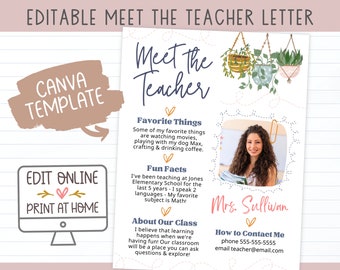 Meet the Teacher Editable Template, Back to School Welcome Letter ...