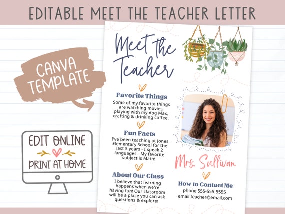 Meet the Teacher Editable Letter Canva Template Back to - Etsy