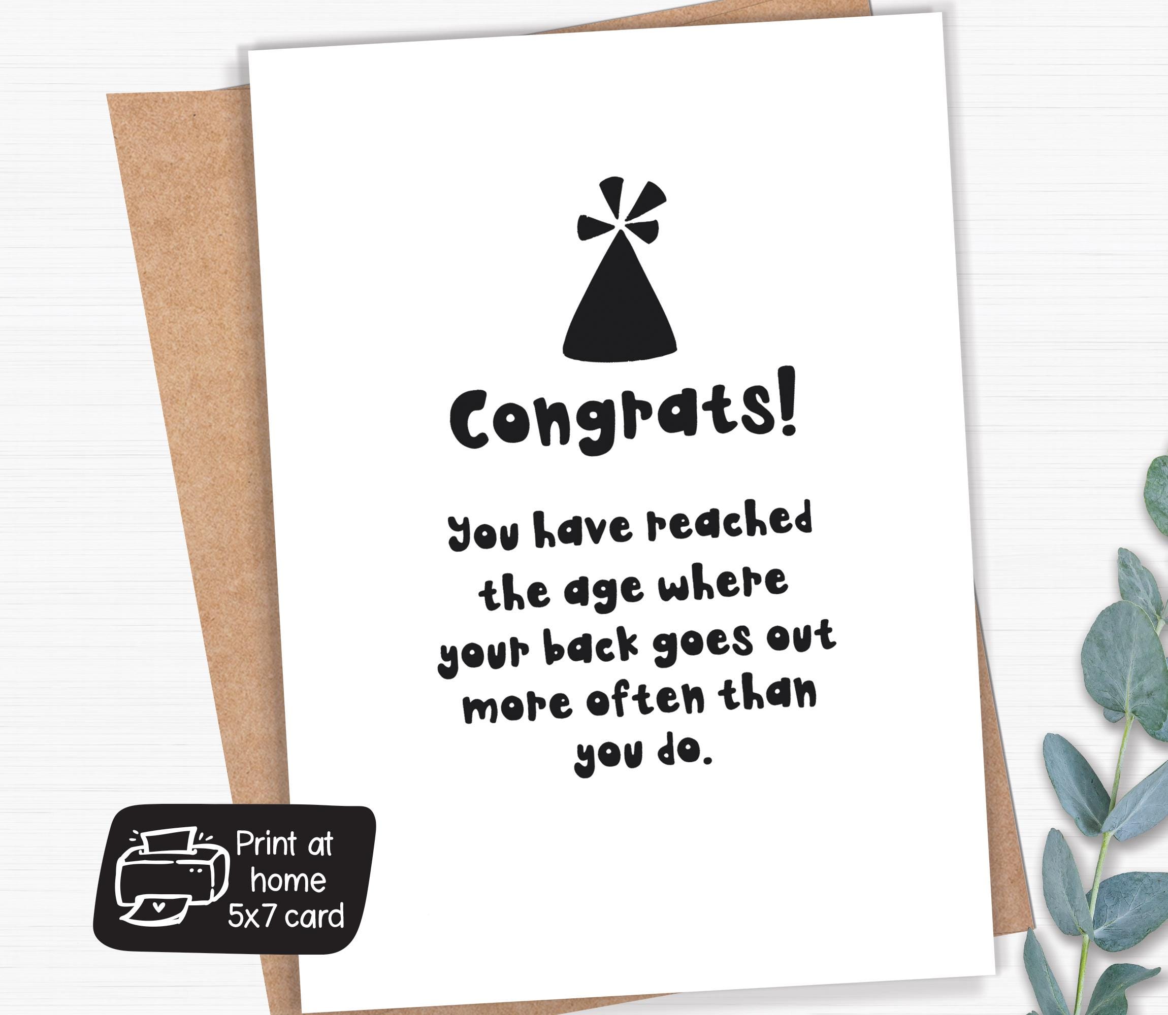 Printable Funny Getting Old Birthday Card - Sassy Humor Card - 5x7 ...