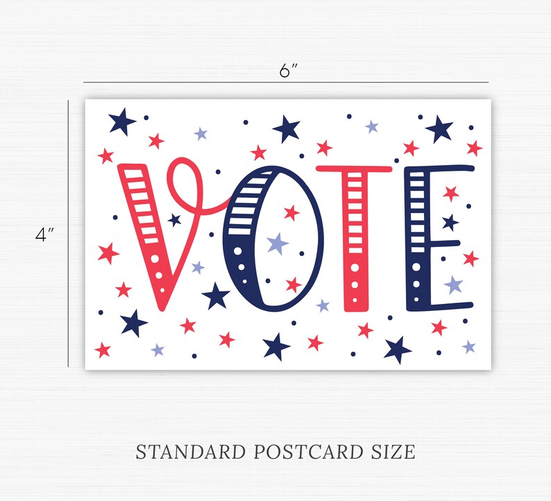 Patriotic Vote Postcards Printable - Blank Postcards for Voting ...