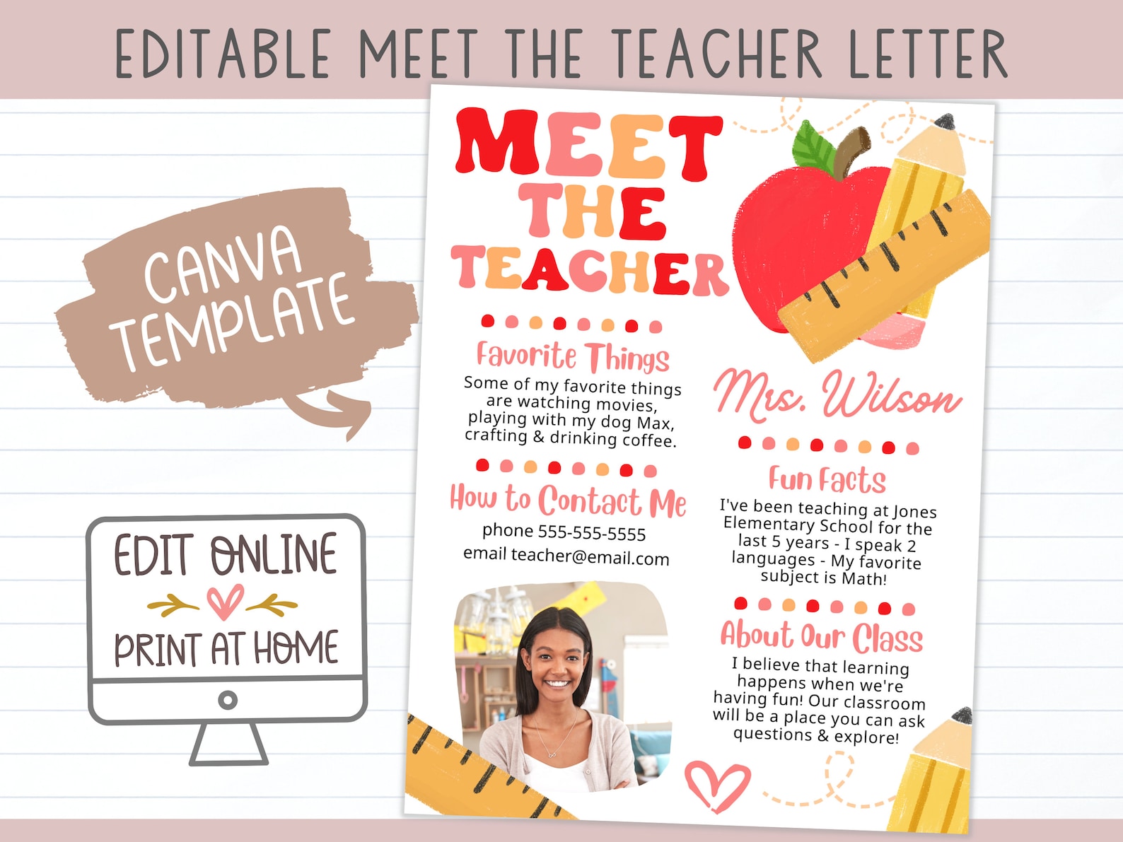 Editable Meet the Teacher Letter Canva Template Back to - Etsy