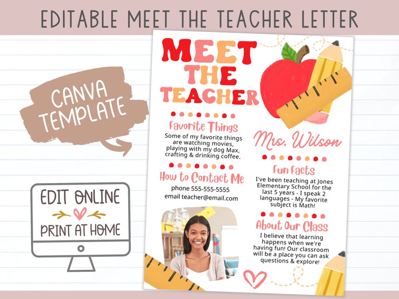 Editable Meet the Teacher Letter Canva Template Back to - Etsy