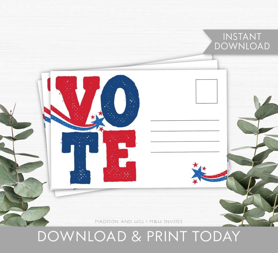 Vote Postcards Printable - Patriotic Blank Postcards for Voting ...