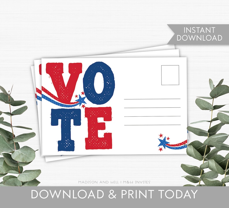 Vote Postcards Printable - Patriotic Blank Postcards for Voting ...