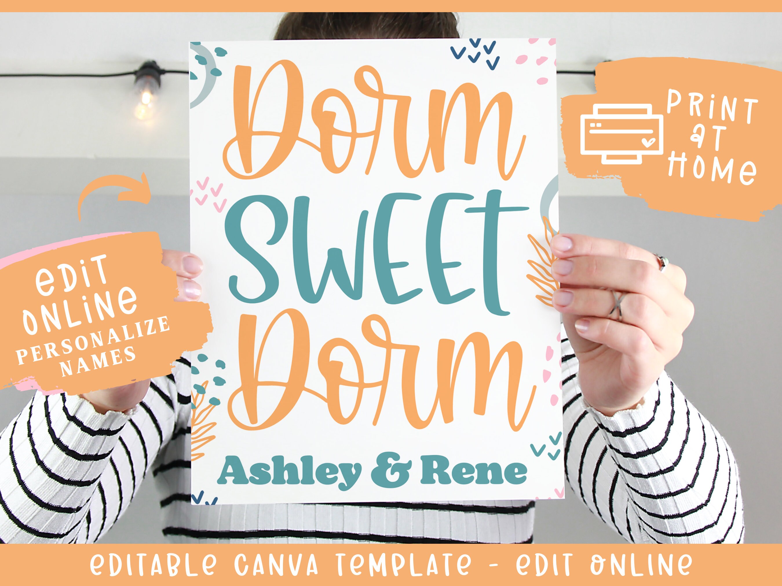 College Dorm Room Sign Printable - Editable Template - Personalize ...