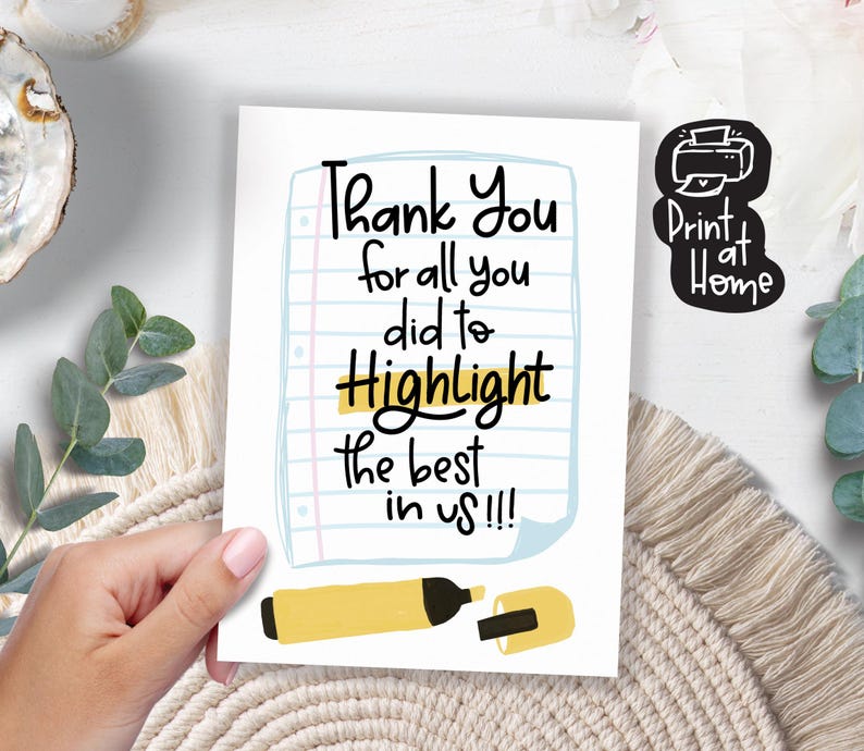 Printable End of Year Teacher Thank You Card From Class - Teacher ...