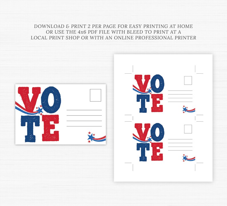 Vote Postcards Printable - Patriotic Blank Postcards for Voting ...