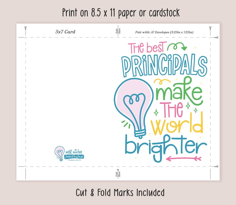 Printable School Principal Card - Colorful Principals Day Appreciation ...