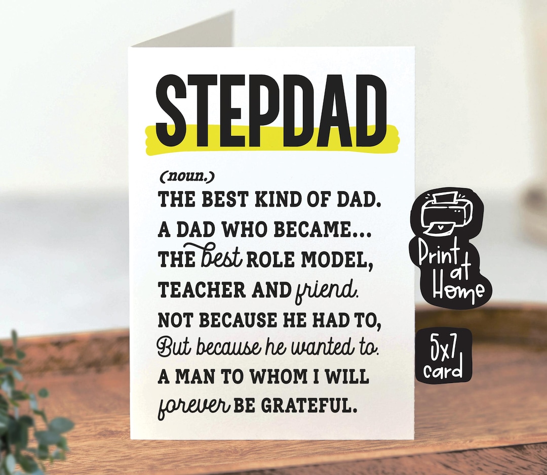 Printable Stepdad Card - Sentimental Step Father Card - for Birthday ...