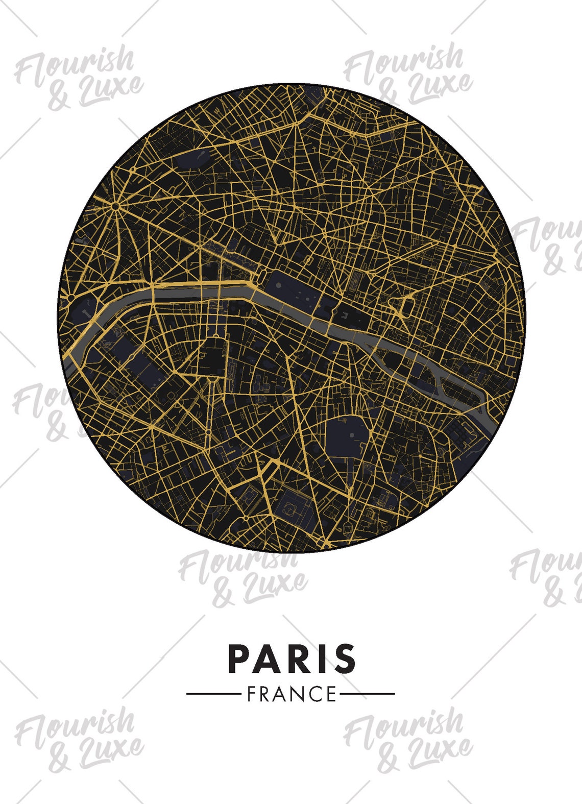 Paris City Map Instant Download Stylised Map of France City - Etsy