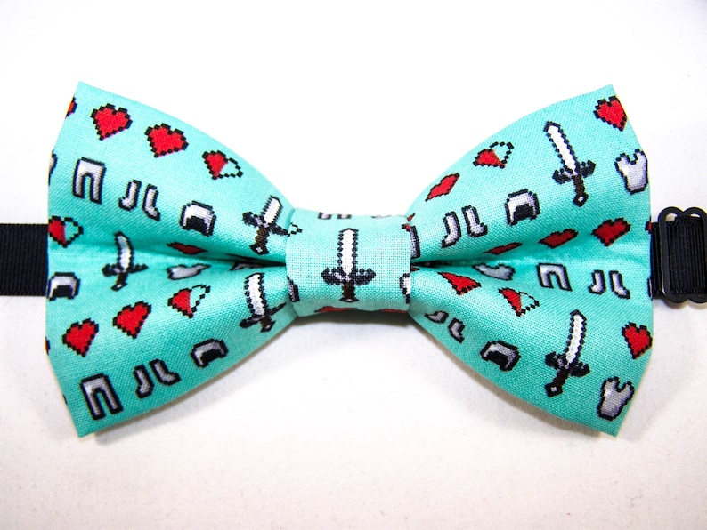 MINECRAFT BOW TIE / Handmade Preppy Fabric Bow Tie W | Etsy