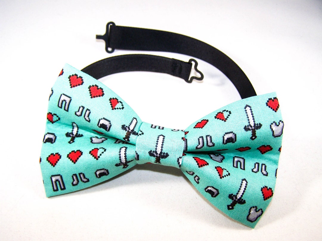MINECRAFT BOW TIE / Handmade Preppy Fabric Bow Tie W Adjustable Strap ...