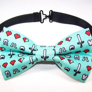 MINECRAFT BOW TIE / Handmade Preppy Fabric Bow Tie W Adjustable Strap ...