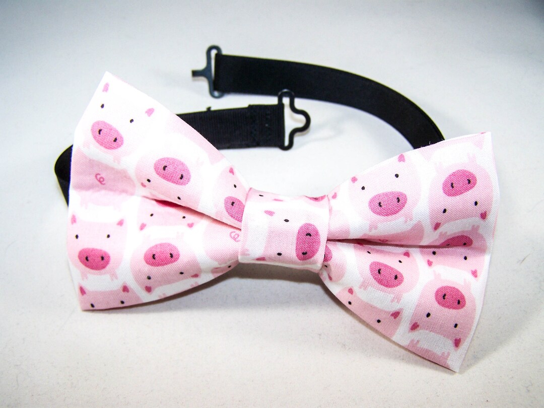 Pig Bow Tie: Handmade Fabric Bowtie With Adjustable Strap - Etsy