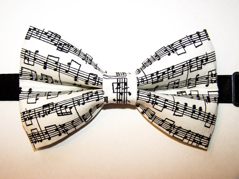 MUSIC NOTES / Handmade Fabric Bow Tie / Bowtie With Adjustable - Etsy