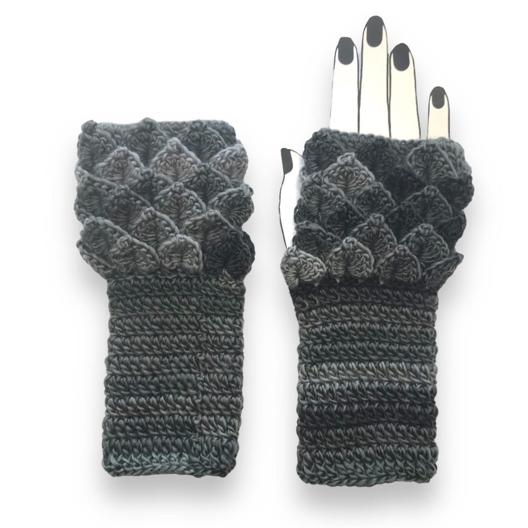 CROCHET DRAGON SCALE Fingerless Gloves / Colorful Fingerless Gloves ...
