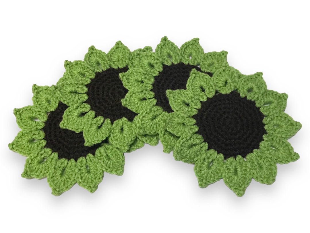 SUCCULENT COASTER SET (4) / Crochet Big Succulent Ready to Ship / Set ...