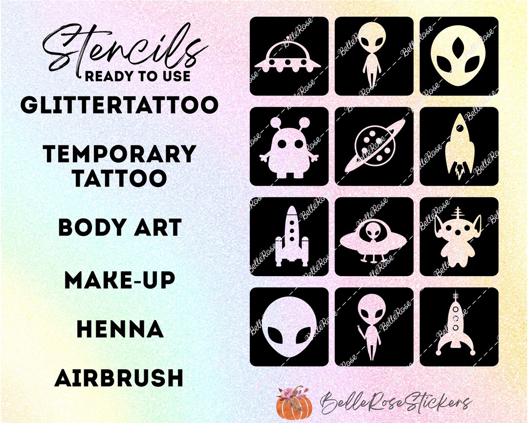 Glittertattoo Stencils Aliens UFO'S Kids Party Glitter - Etsy