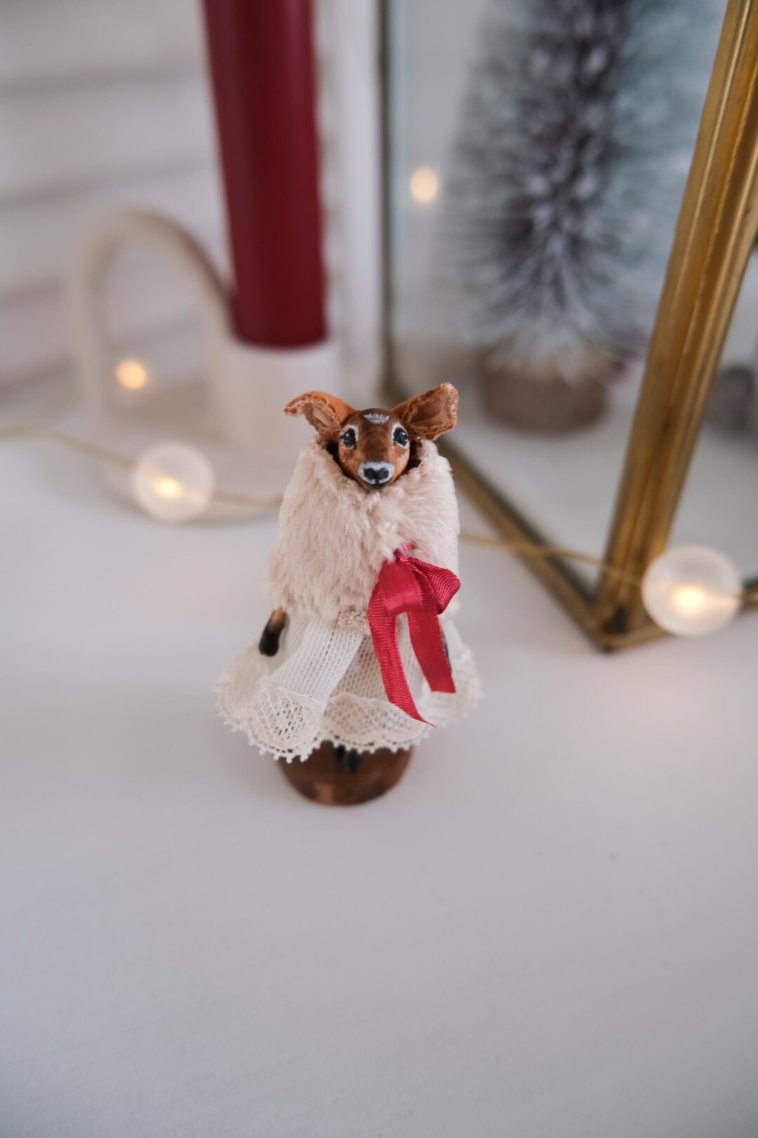 Deer 2" Heigh - Tiny Wooden Fawn - Miniature Deer Art Doll - Etsy