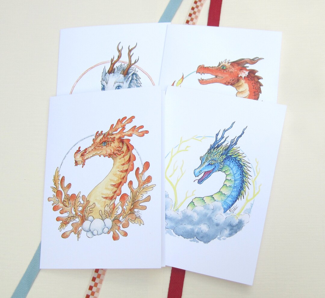 Portrait Dragon Greetings Card Set - Etsy