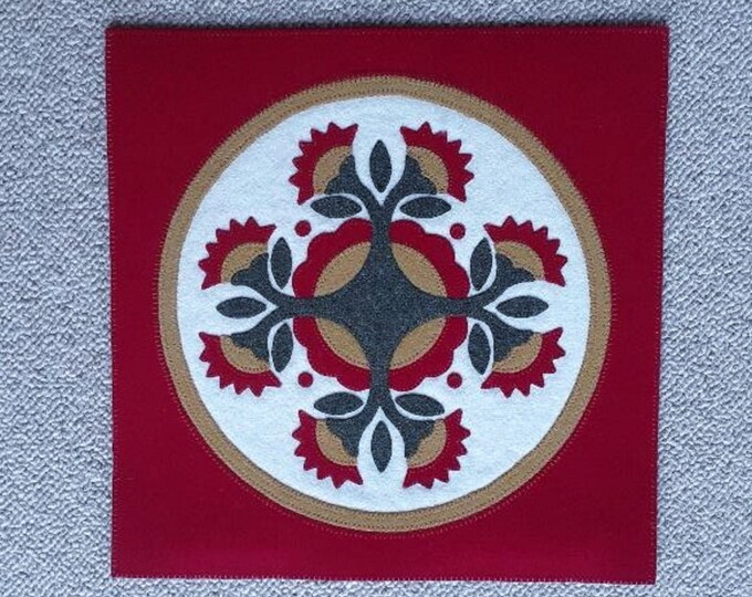 Completed Marigold Quilt Block Wall Hanging Wool Applique - Etsy
