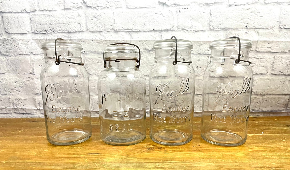 Antique Very Large Ball Eclipse Wide Mouth 2.25 Quart Glass Jar Atlas E ...