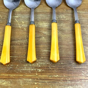 Vintage Butterscotch Bakelite Stainless Flatware Dinner Forks or Place ...