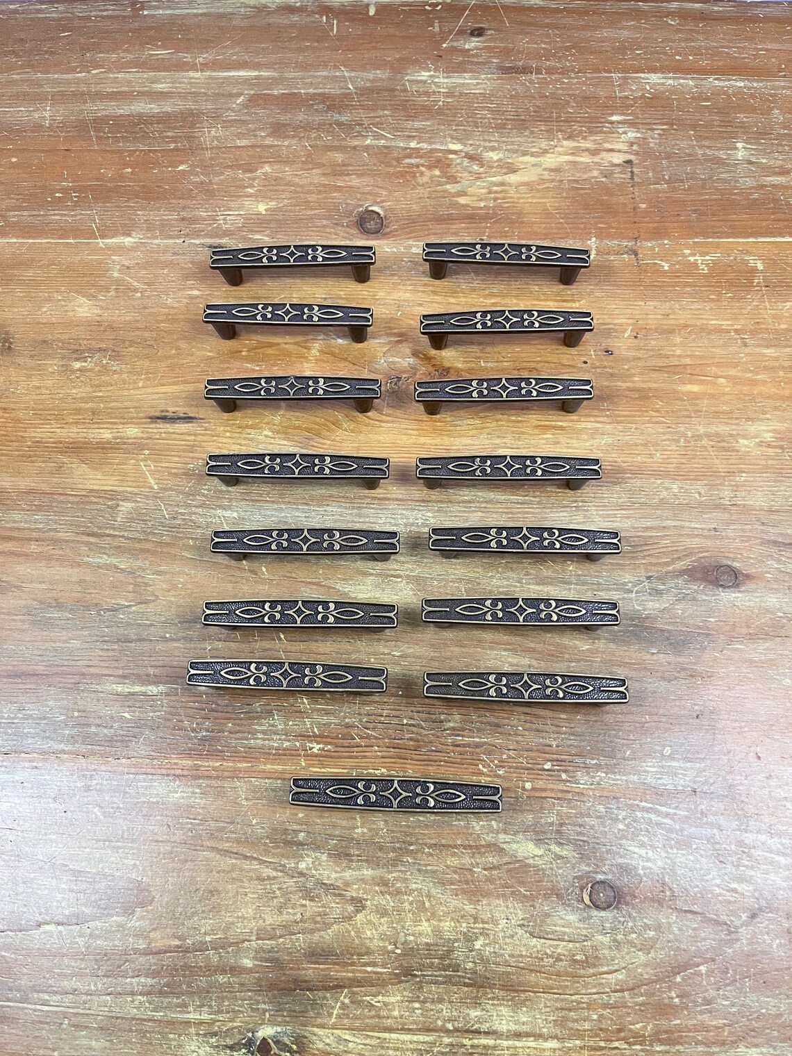 Vintage Narrow Drawer Pulls Cabinet Door Pulls Bureau Hardware Ornate ...