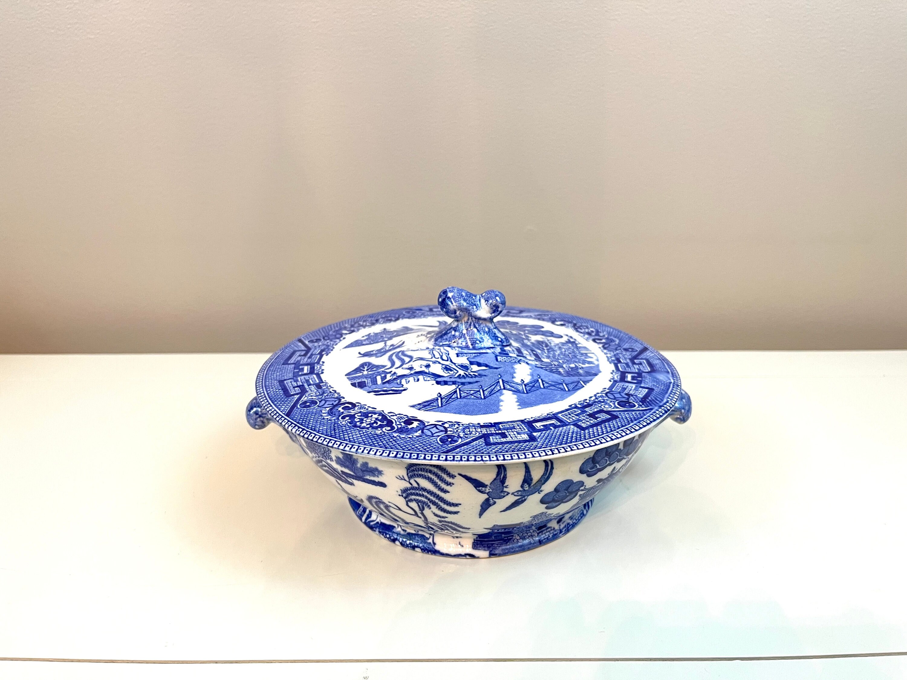 Vintage Ridgeway Blue Willow Large Lidded Vegetable Dish Birds ...