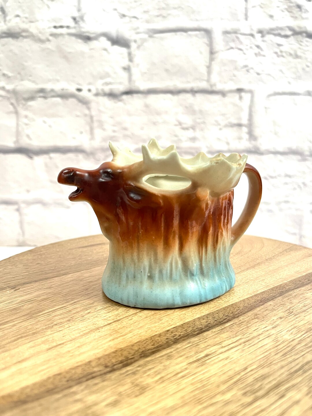 Vintage Moose Creamer Czechoslovakia Made Blue and Brown Cabin Decor ...