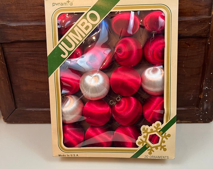 Vintage Shiny Red Satin "pyramid Decorative Ornaments" Set of 20 in a ...