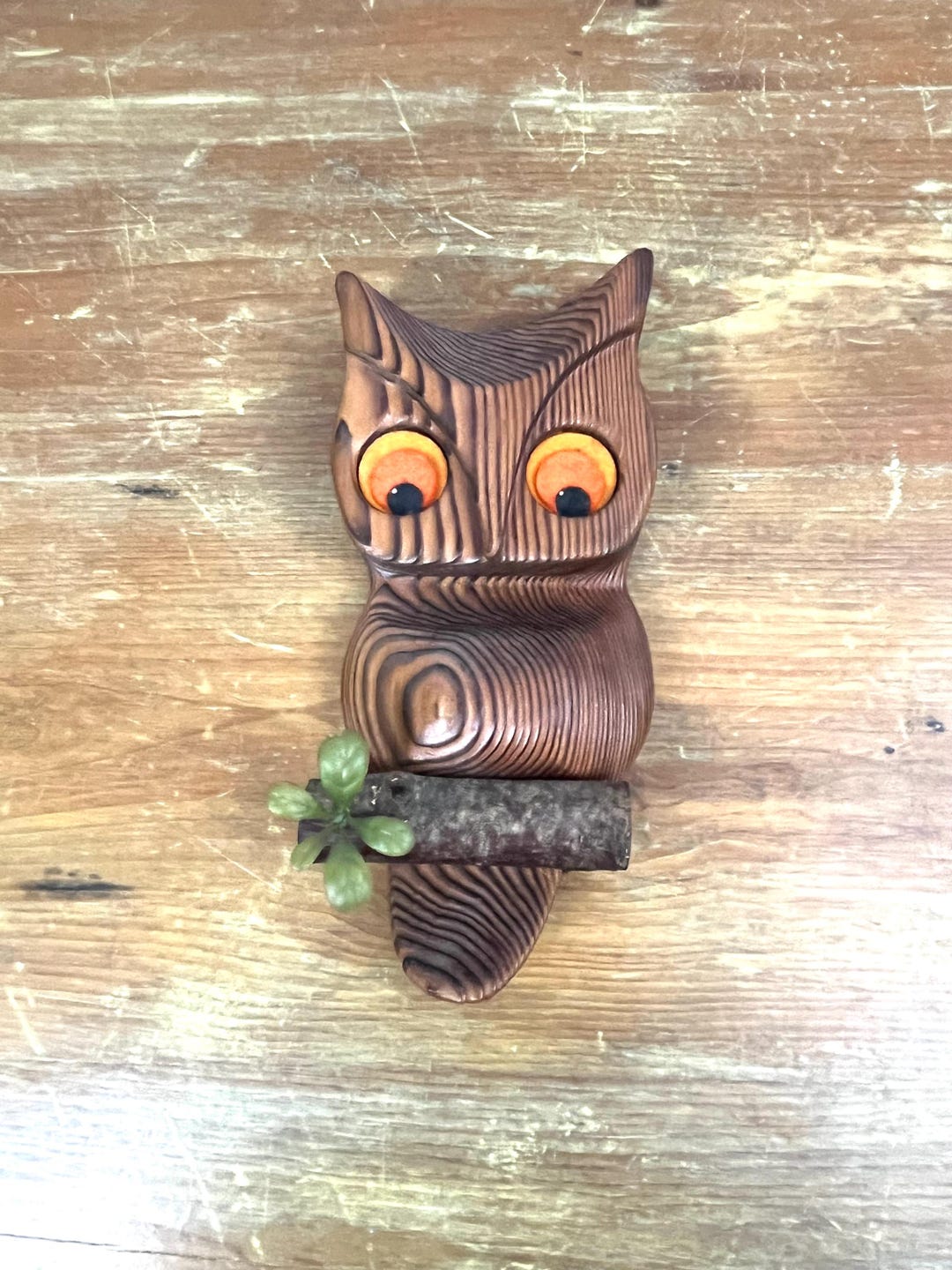 Vintage Wood Owl Wall Decor 70s Hand Made Style Kitchen Owl Perfect ...
