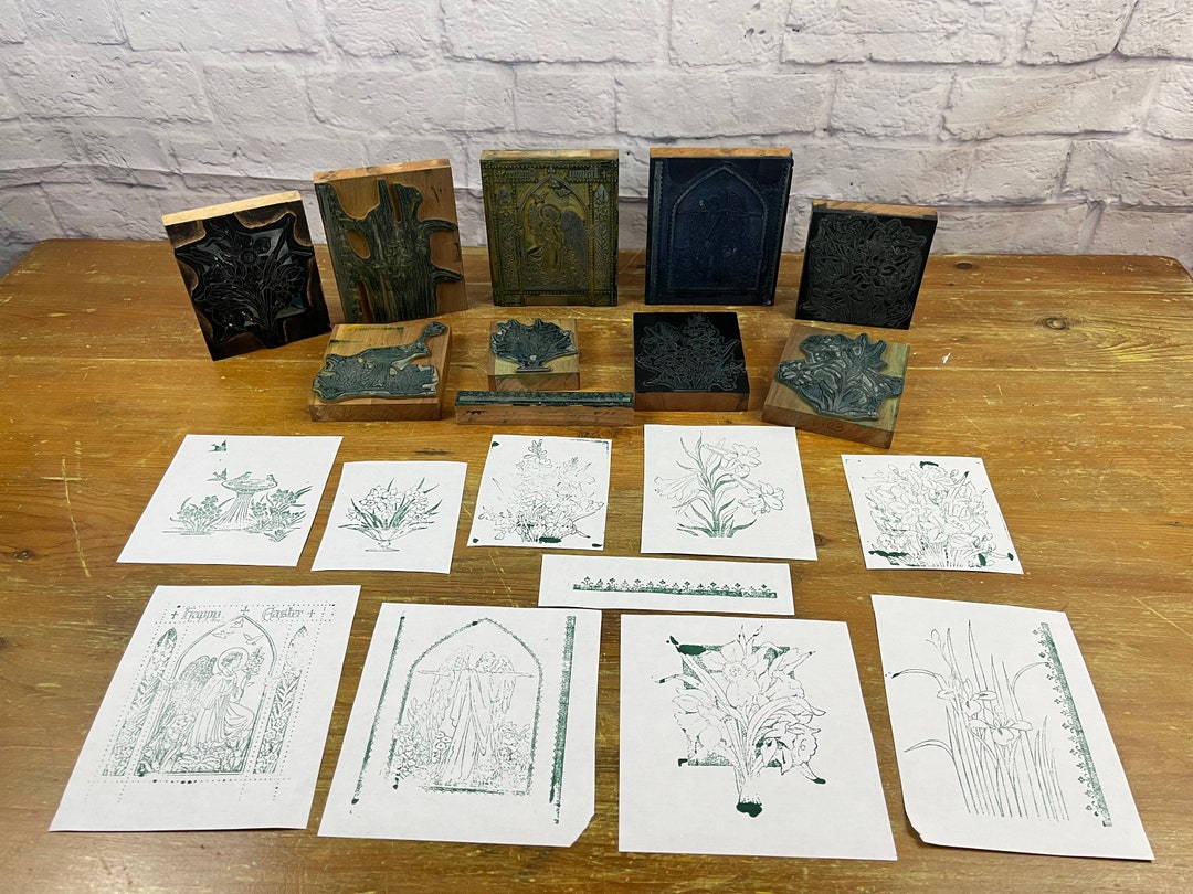 Vintage Edwardian Style Wood and Lead Letter Press Printing Blocks Ink ...