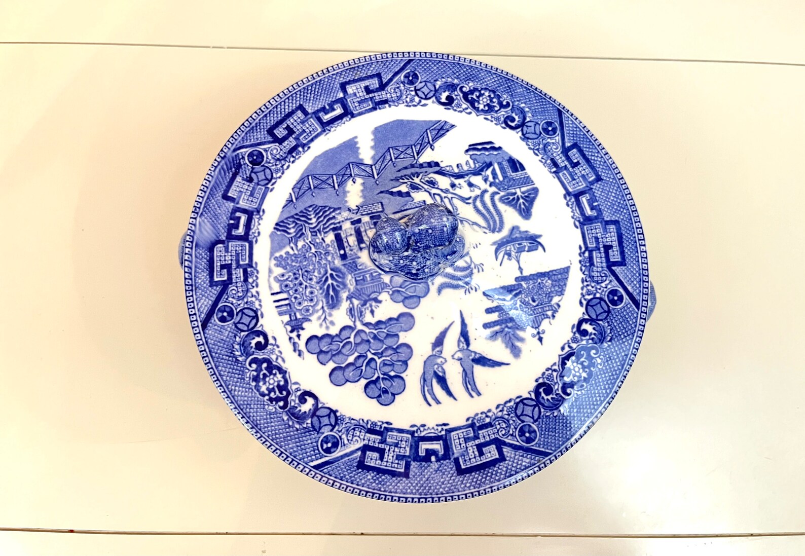 Vintage Ridgeway Blue Willow Large Lidded Vegetable Dish Birds ...