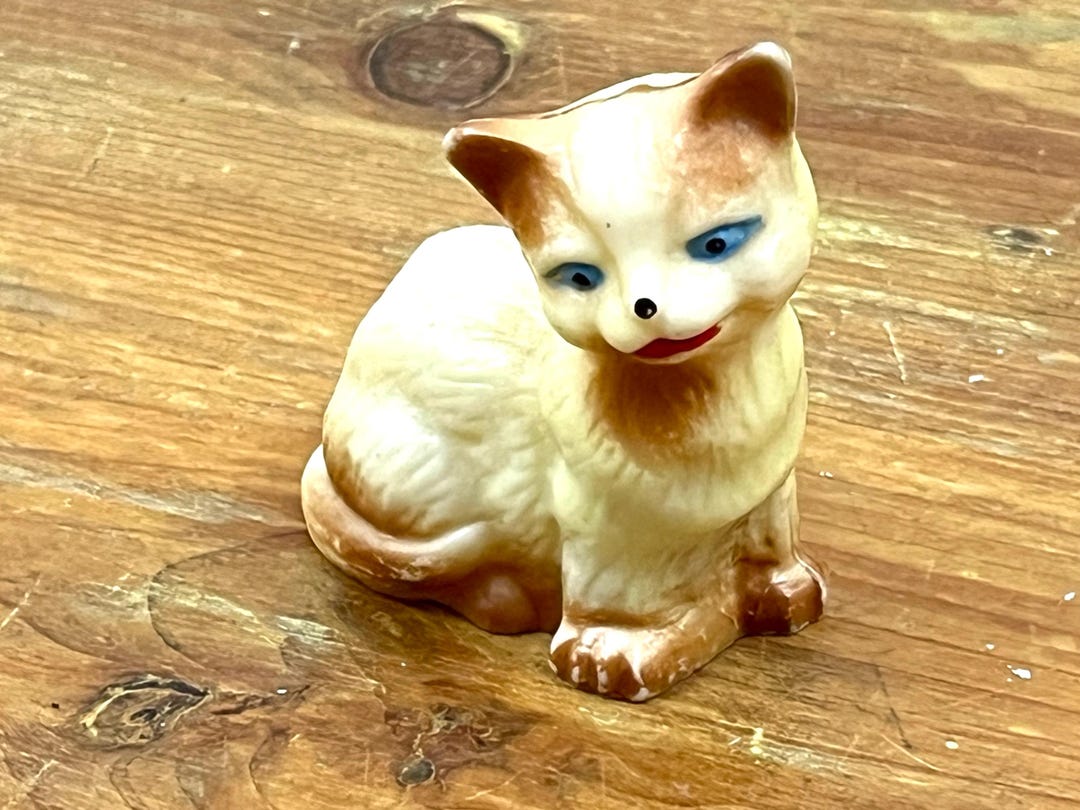 Vintage Cat Pencil Sharpener Yellow & Brown Blue Eyed Kitten Hong Kong ...