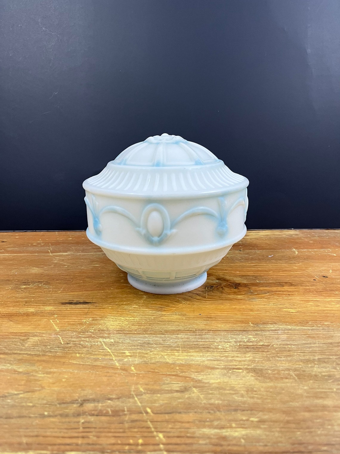 Antique Bisque Light Shade Art Deco Wall Sconce Blue and White Glass ...