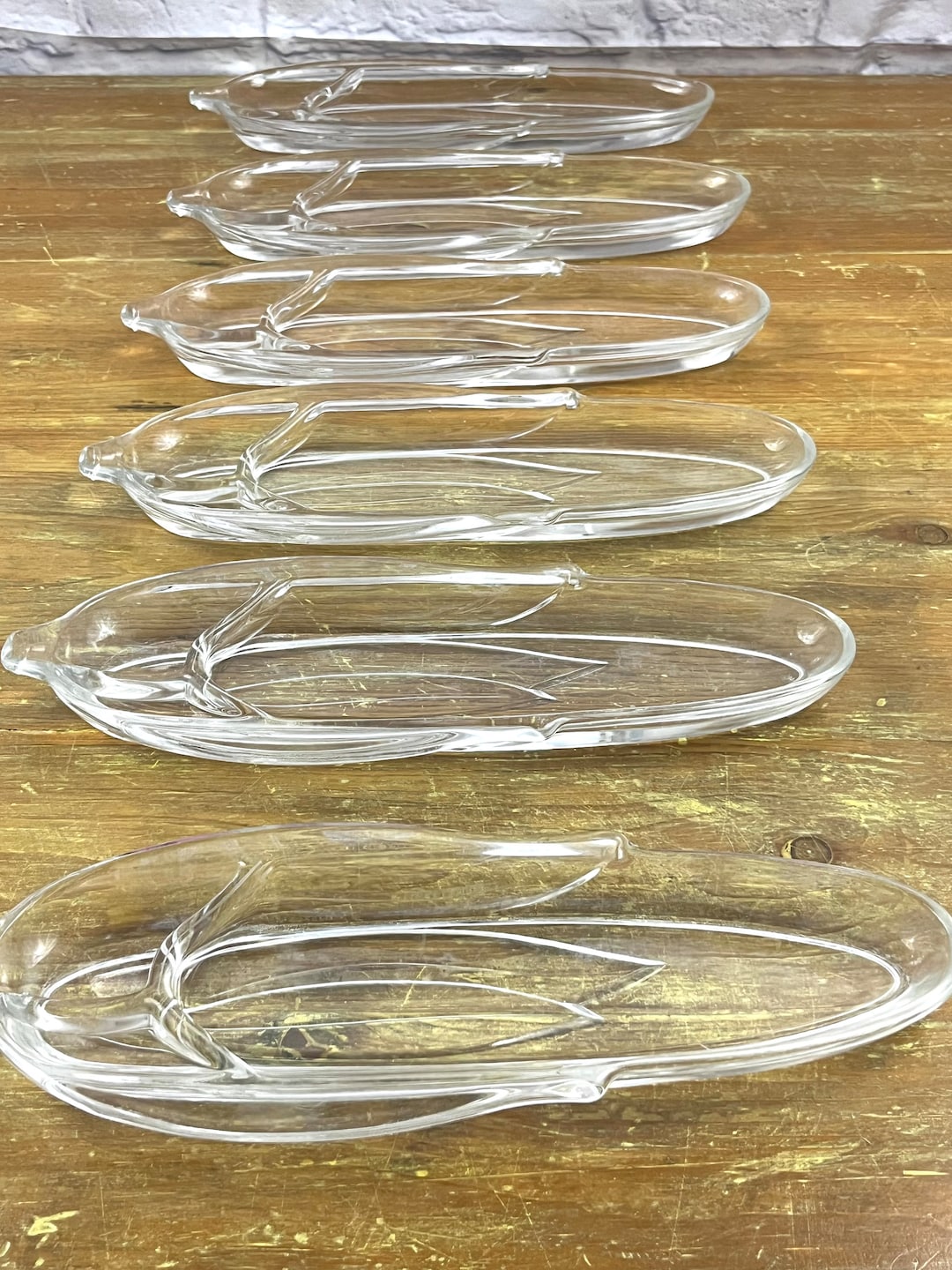 Vintage Clear Glass Corn on the Cob Holders Corn Shaped Dishes Set of 6 ...