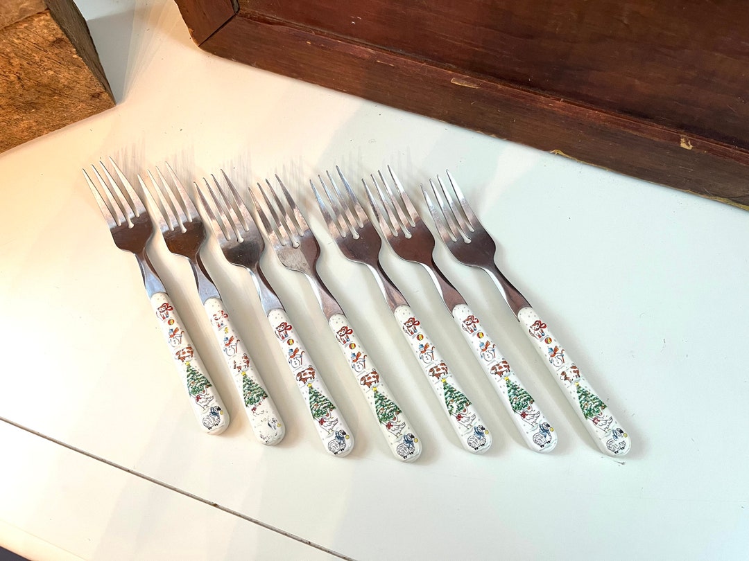 Vintage country Christmas Flatware Dinner Forks Christmas Themed ...