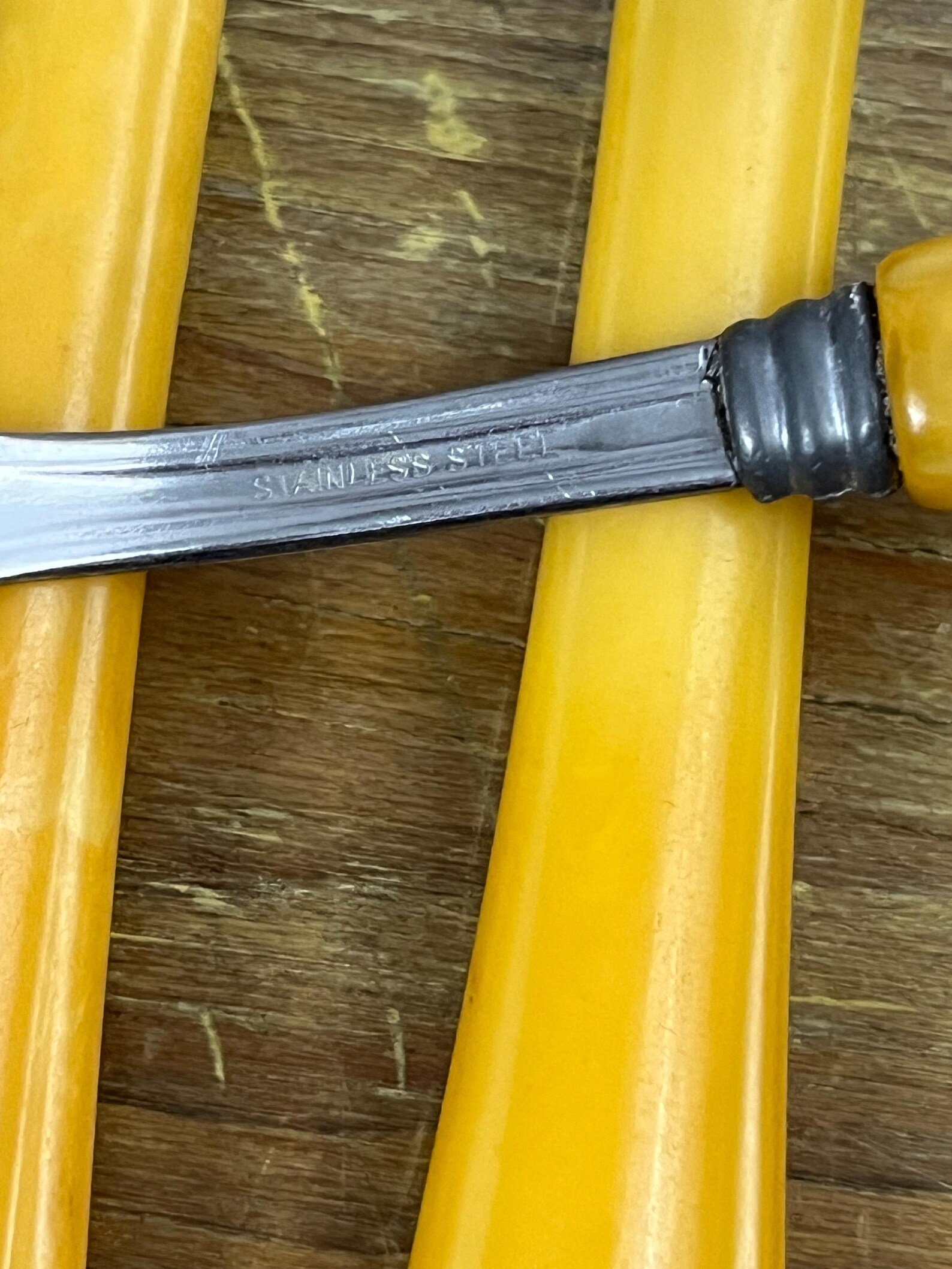 Vintage Butterscotch Bakelite Stainless Flatware Dinner Forks or Place ...