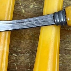 Vintage Butterscotch Bakelite Stainless Flatware Dinner Forks or Place ...
