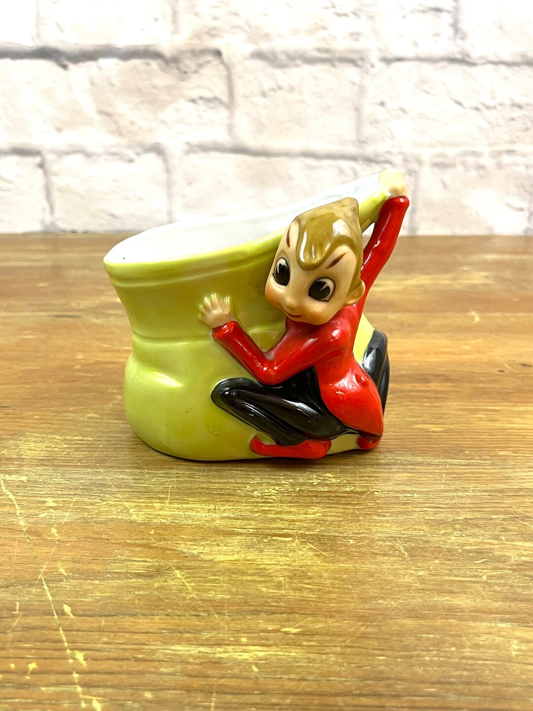 Mid Century Christmas Elves Santas Elves Pixie With Santas Bag Flower ...