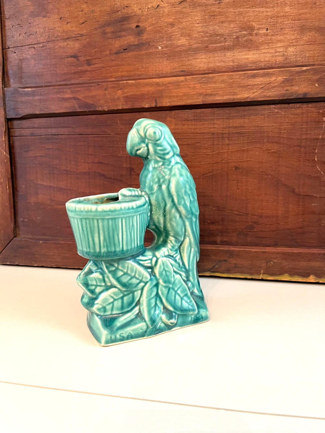 Vintage Nelson Mc Coy Parrot Planter Cactus Succulent Green Ceramic ...