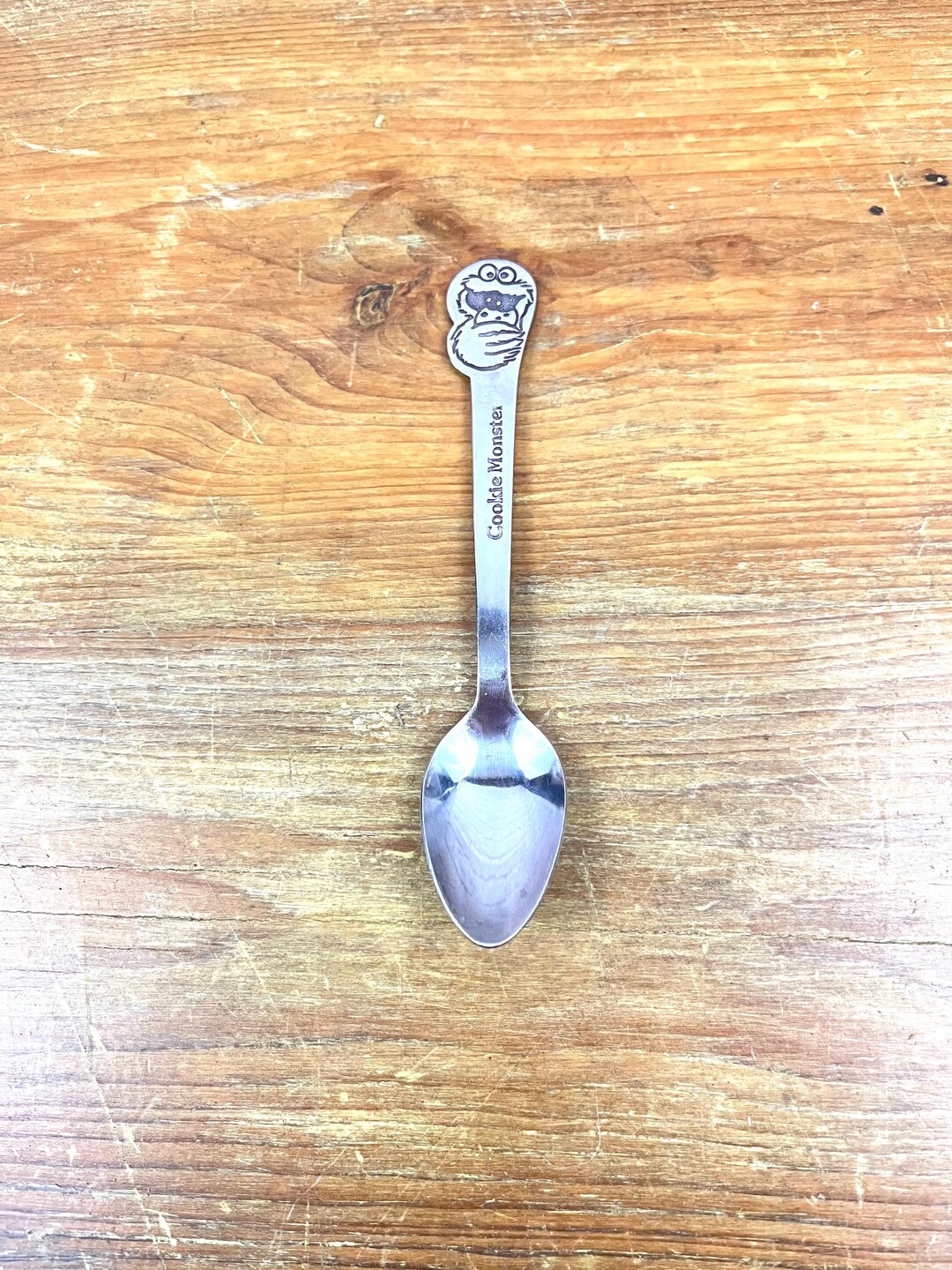 Vintage Cookie Monster Childs First Spoon Demand Muppets Stainless 5 1/ ...