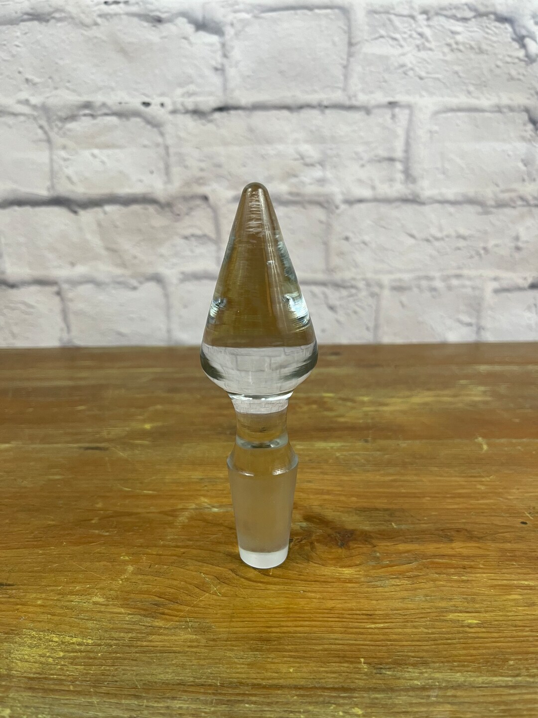Vintage Glass Stopper, Clear Glass Pointy Top Small Liquor Bottle ...